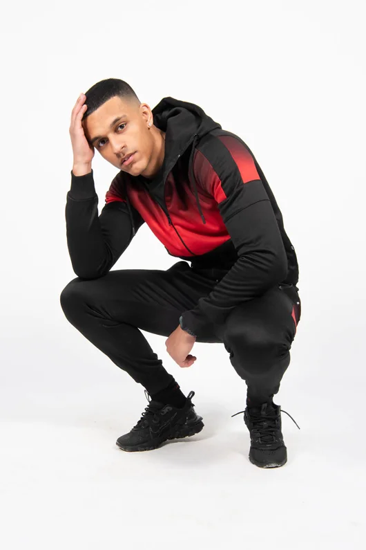 Mens Black Two Tone Hooded Skinny Fit Tracksuit | justyouroutfit