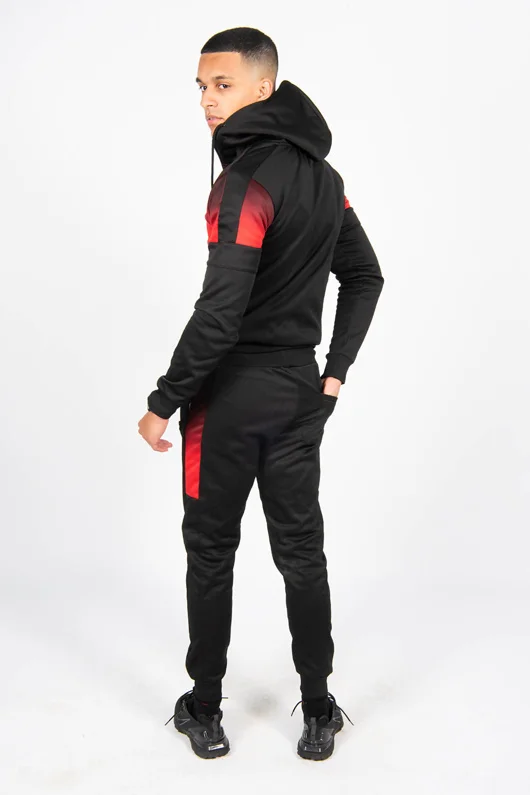 Mens Black Two Tone Hooded Skinny Fit Tracksuit | justyouroutfit